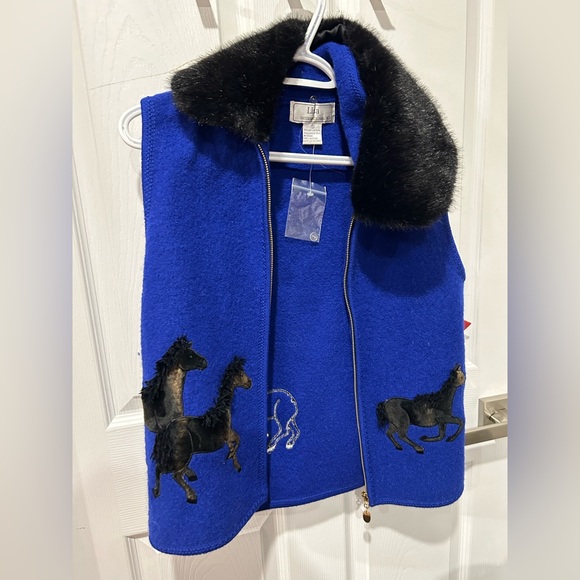 Lisa international | Jackets & Coats | Unique Horse Vest With Faux Fur ...